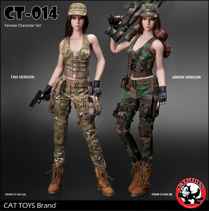CT014A Tan CT014B Green Cat Toys 1/6 Military Female Character set ...