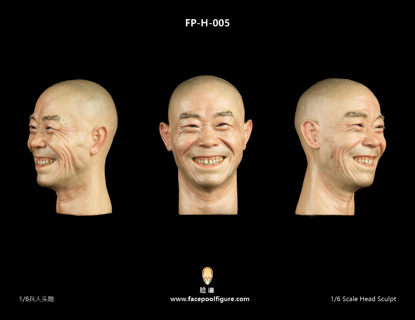 FP-H-005 Facepool Figure 1/6 Asian Male Head Sculpt with Expression ...