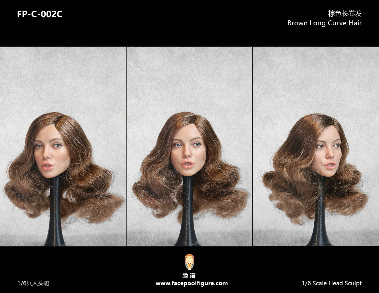 FP-C-002C FacepoolFigure 1/6 Root Hair Female Head Sculpt with ...